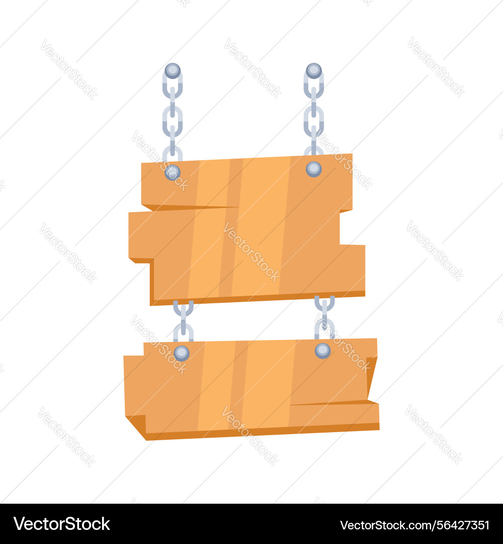Two blank wooden signs hanging from chains Vector Image
