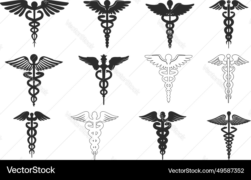 Caduceus symbol silhouette svg Royalty Free Vector Image