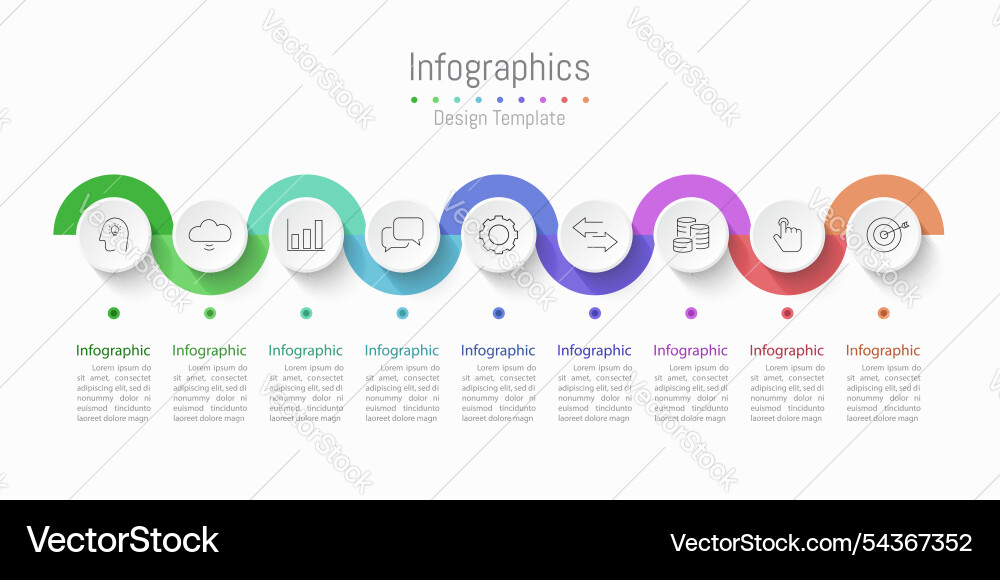 Infographic 9 options design elements Royalty Free Vector