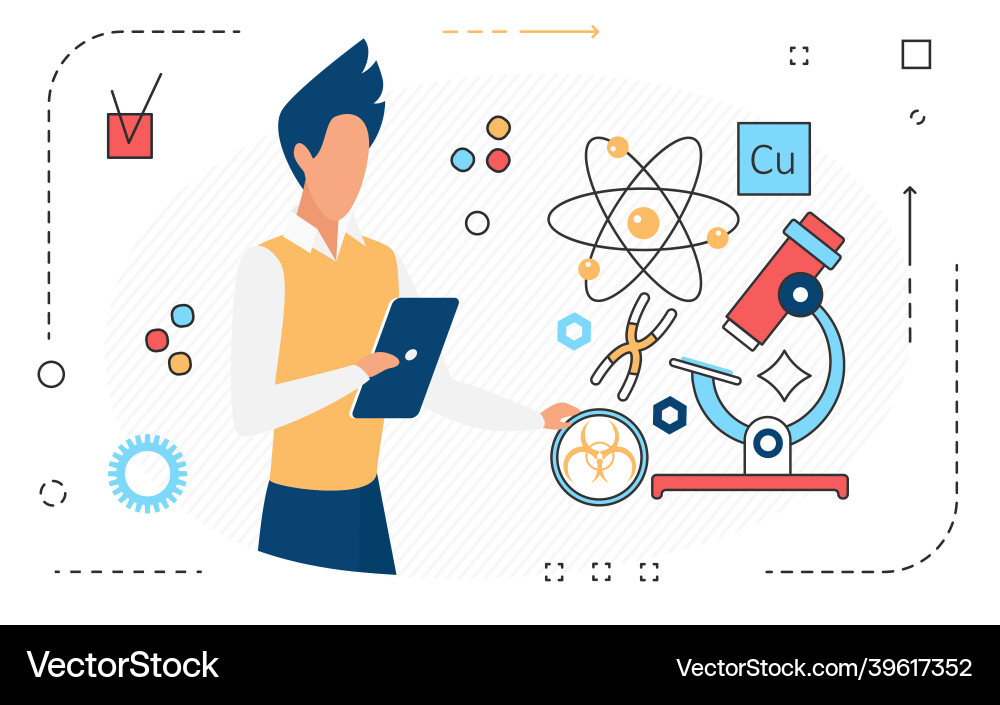 Modern science research technology microscope Vector Image