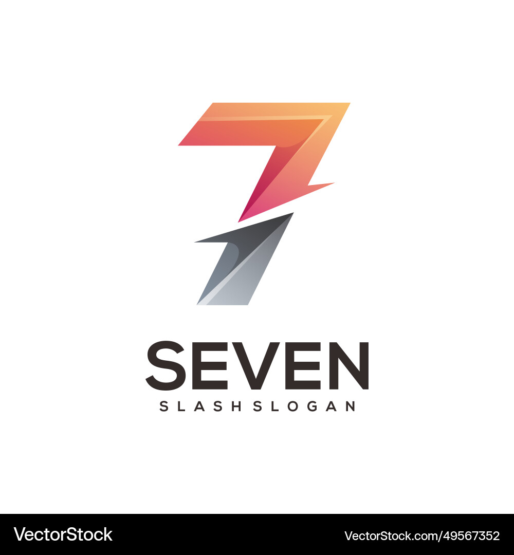 Number 7 logo colorful gradient Royalty Free Vector Image