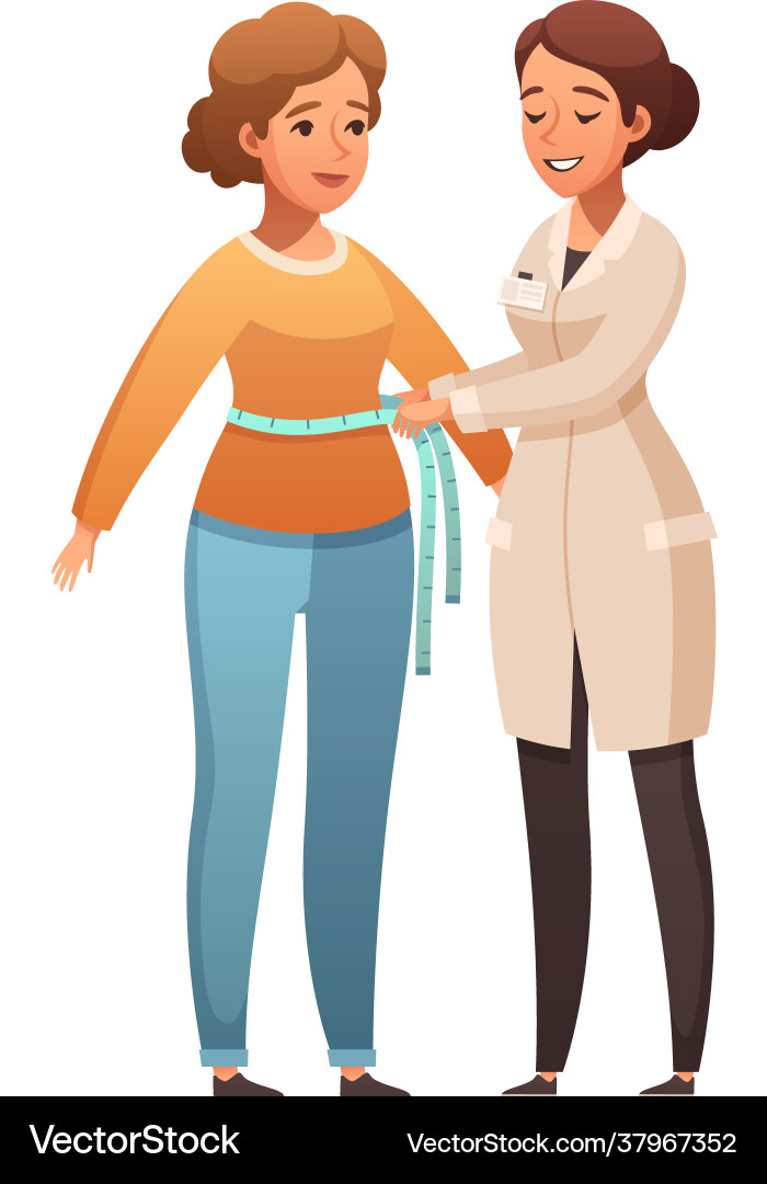 Smiling Dietician Measuring Waist Royalty Free Vector Image