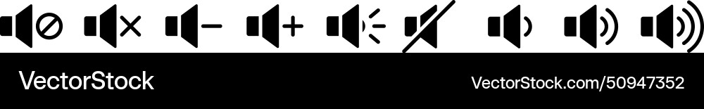 Volume icons set sound black Royalty Free Vector Image