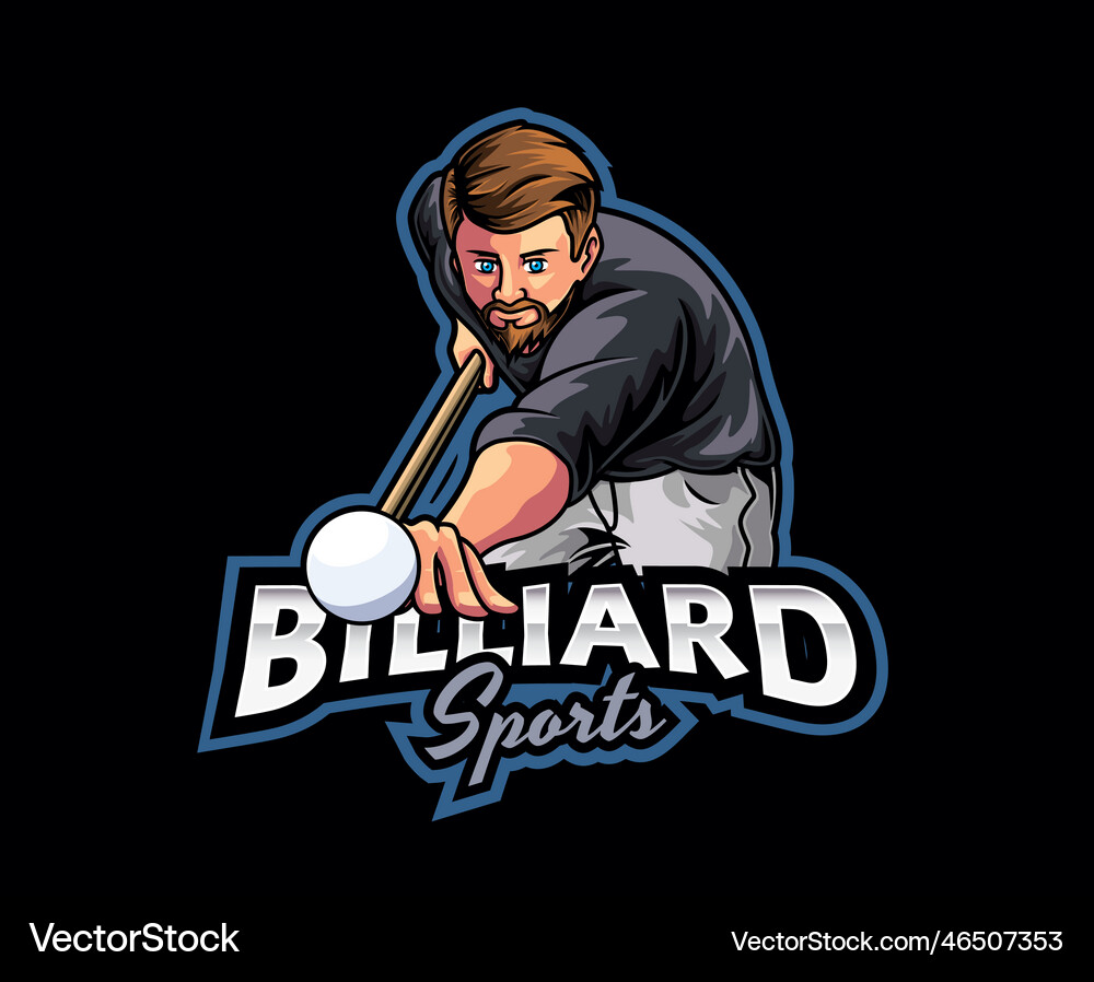 Billiard athlete mascot logo design Royalty Free Vector