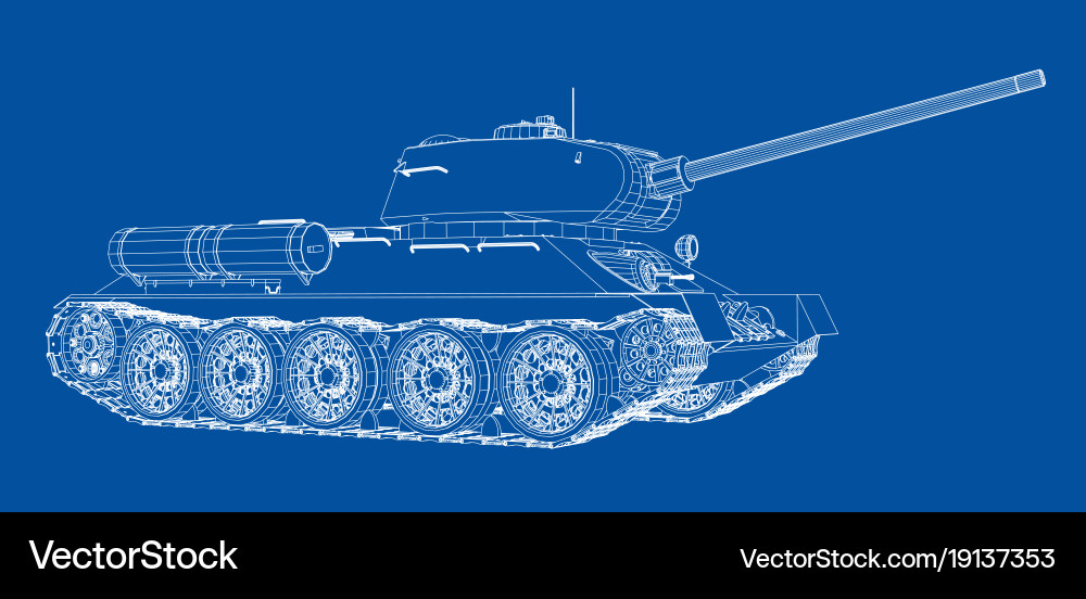 Blueprint of realistic tank Royalty Free Vector Image