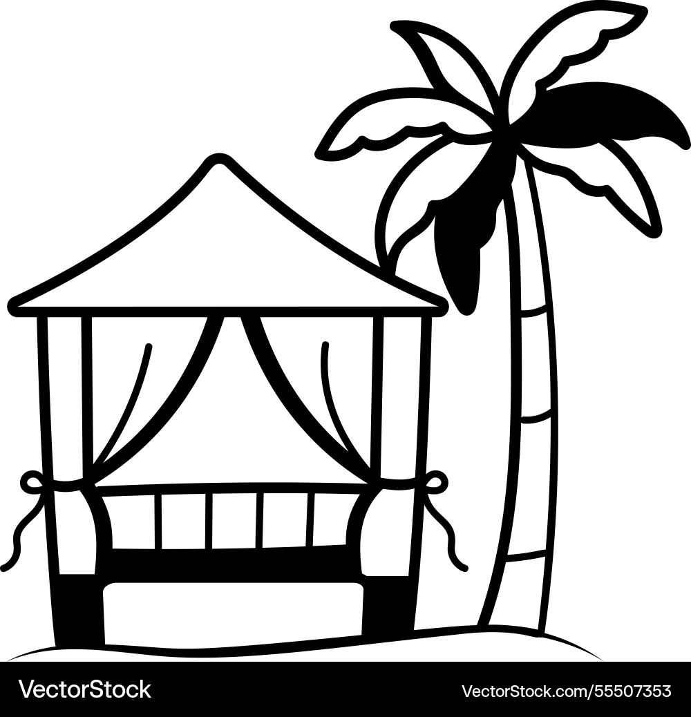 Cabana icon in hand drawn style Royalty Free Vector Image