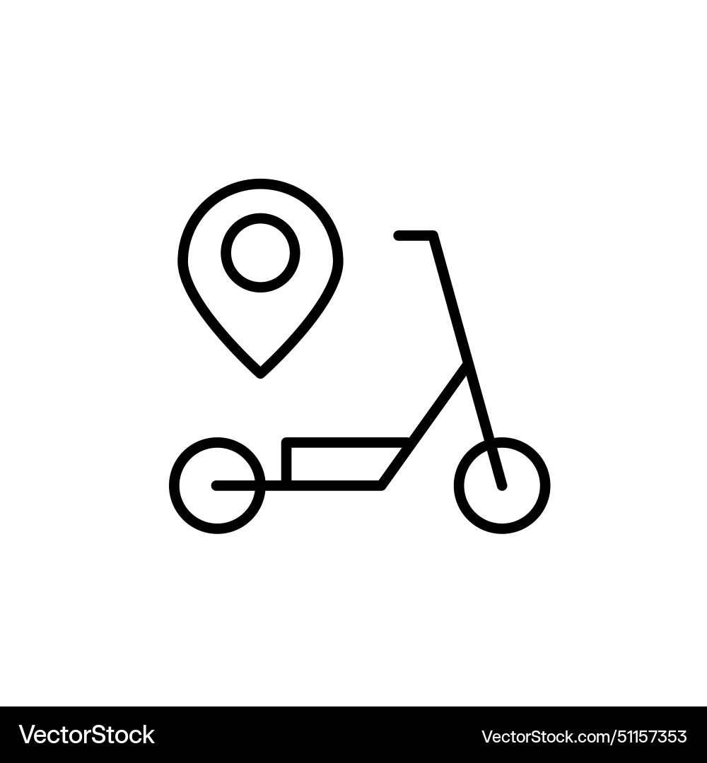 Electric Scooter And Map Pointer Rental Point Vector Image