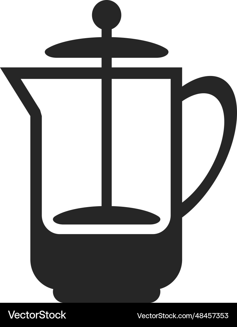 French press black icon coffee making symbol Vector Image