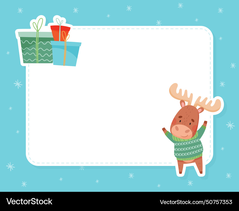 Note card with cute christmas elk character Vector Image