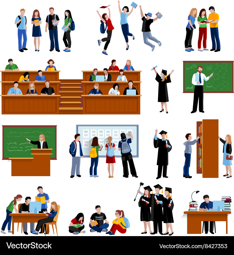 University Students Studying Royalty Free Vector Image