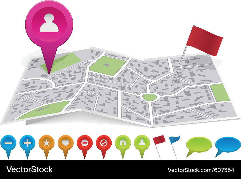 City map with labels Royalty Free Vector Image