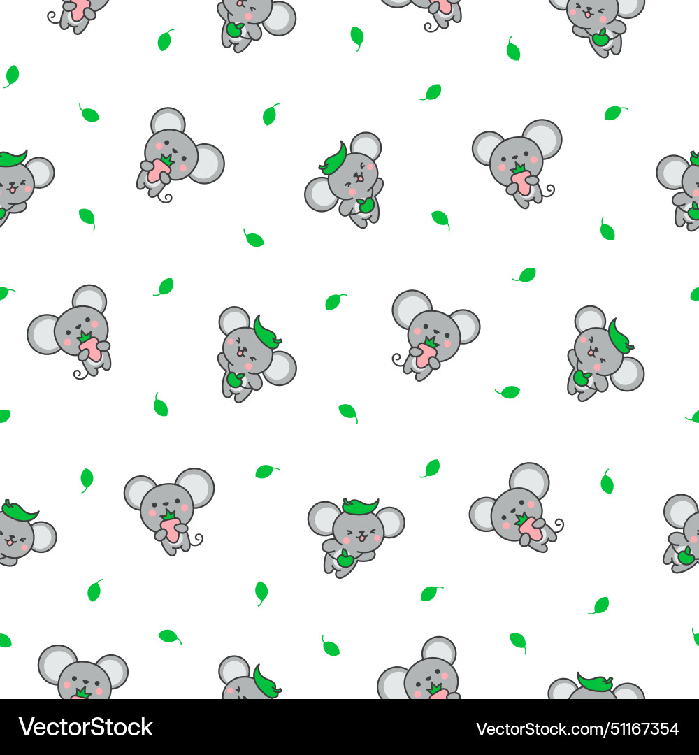 Cute kawaii mouse seamless pattern Royalty Free Vector Image