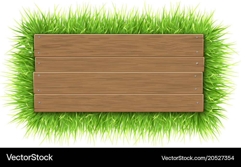 Empty wooden sign with grass Royalty Free Vector Image