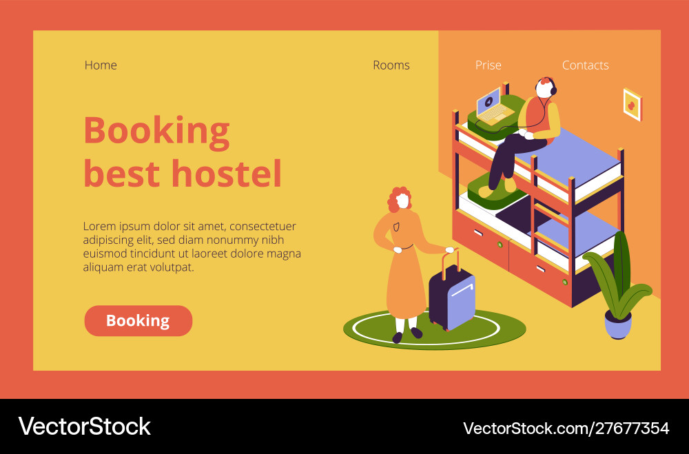 Hostel website page Royalty Free Vector Image - VectorStock