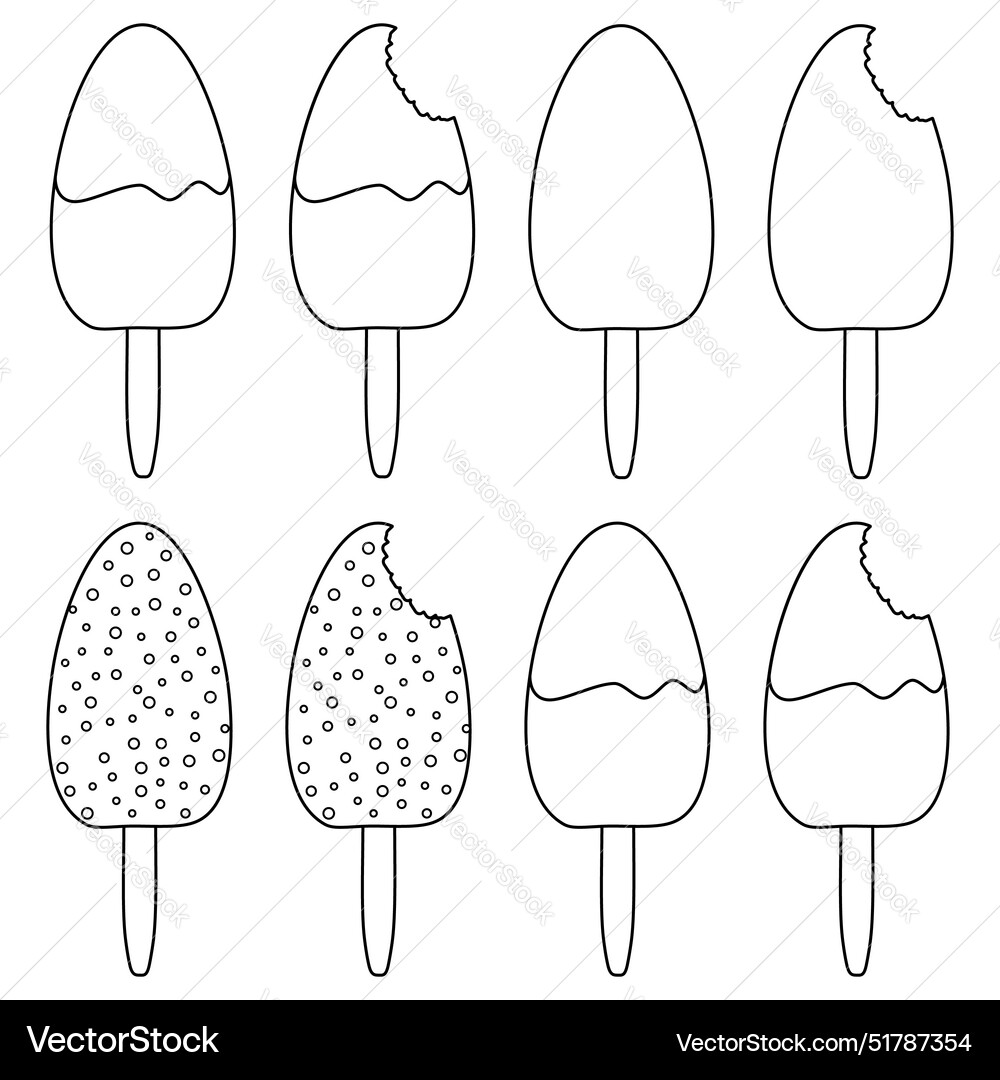 Ice cream popsicles coloring page Royalty Free Vector Image