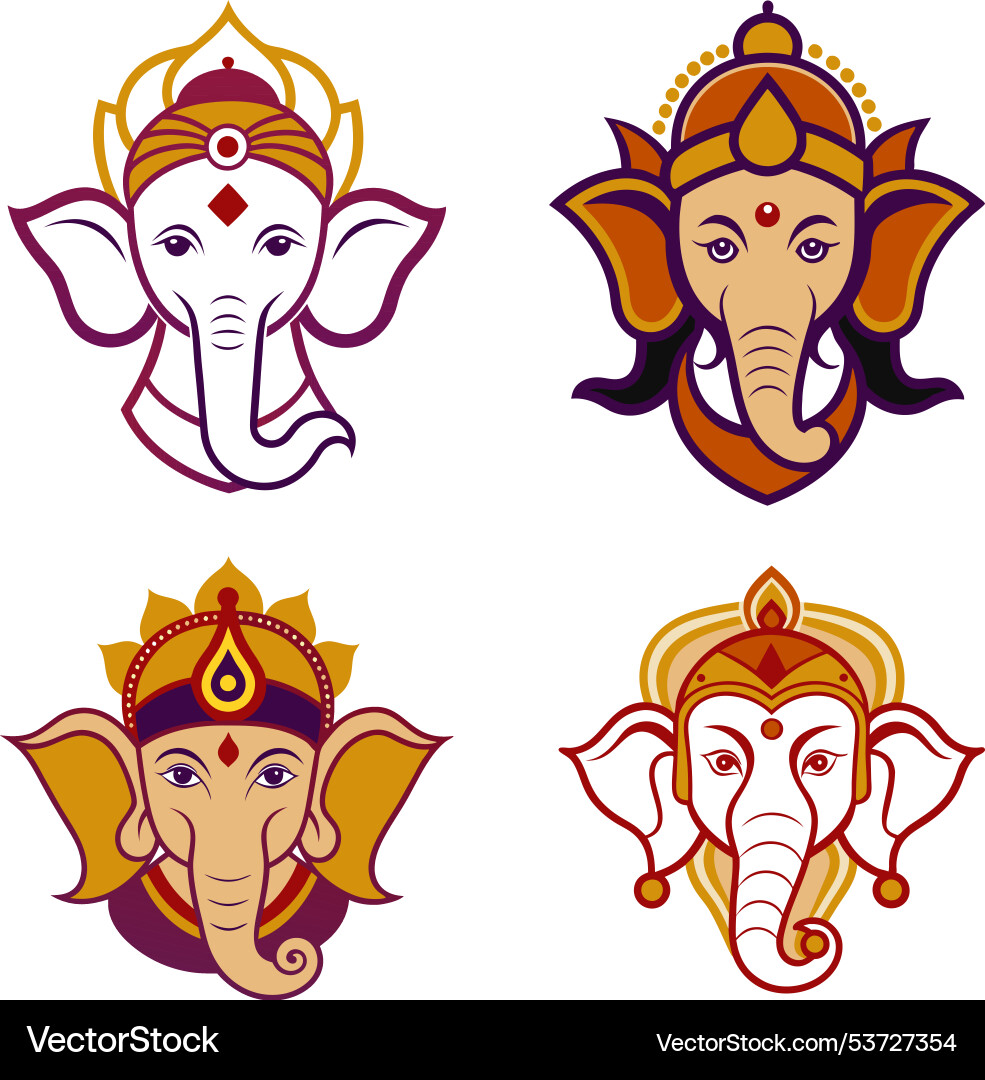 Lord ganesh head logo Royalty Free Vector Image