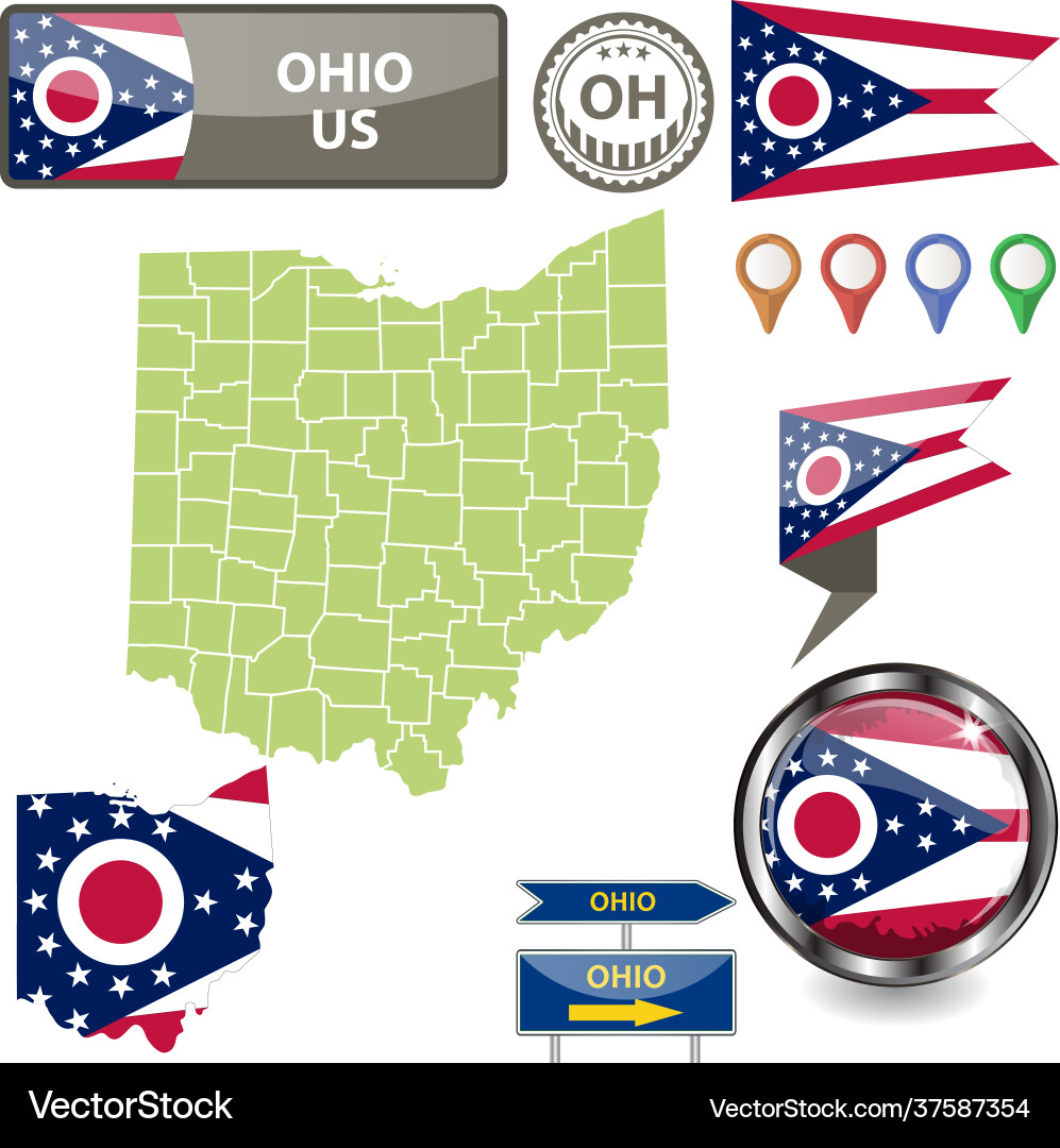 Map ohio us Royalty Free Vector Image - VectorStock