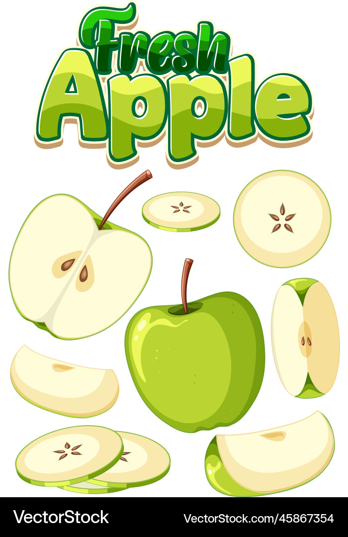 Set of green apple fruit Royalty Free Vector Image