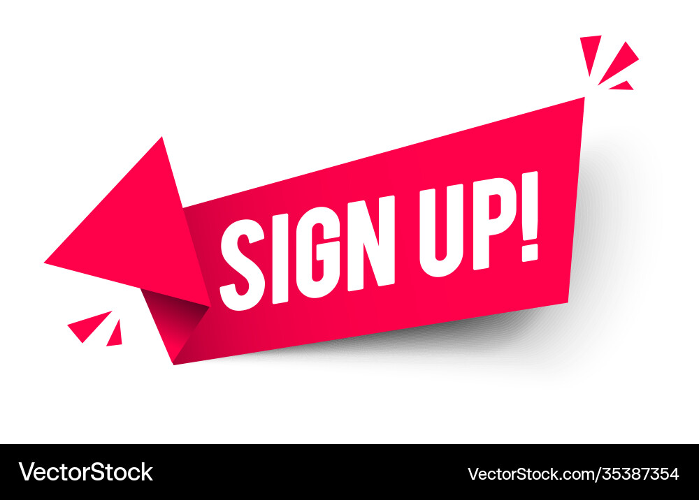Sign up arrow label Royalty Free Vector Image - VectorStock