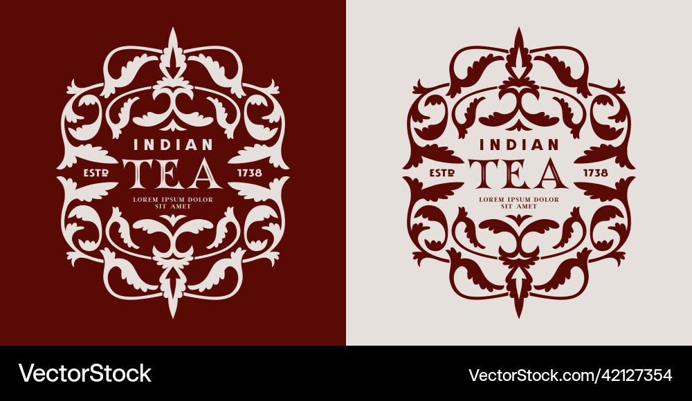 Template decorative label for indian tea Vector Image
