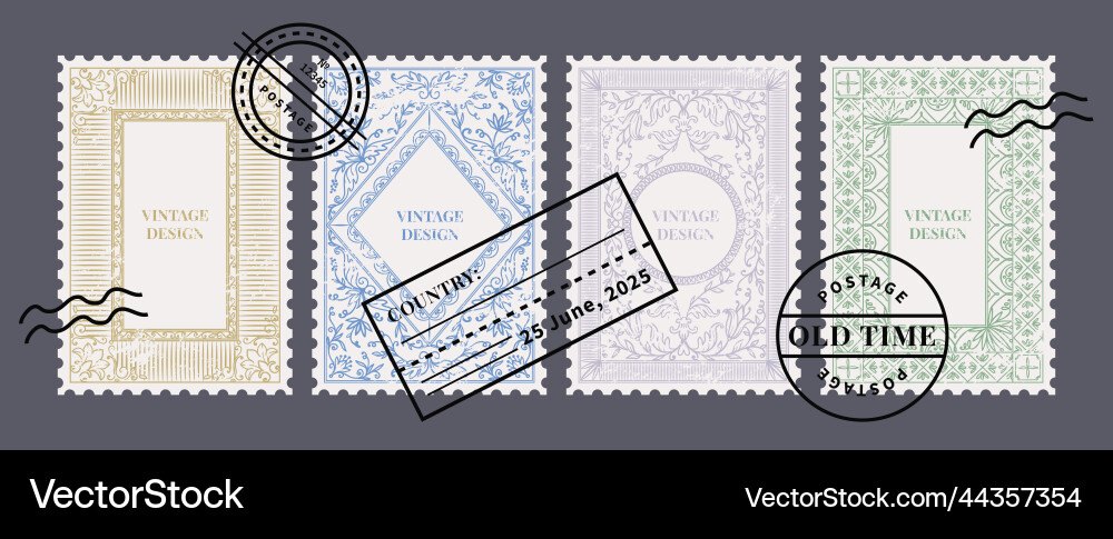 Vintage old postage retro postmarks and mail Vector Image