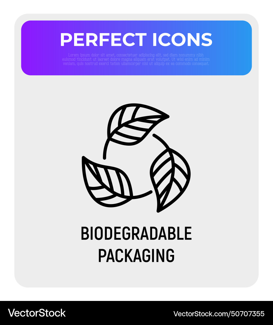 Biodegradable thin line icon for packaging leaves Vector Image