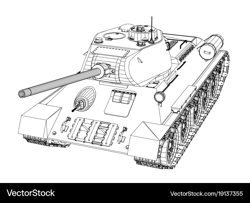 Blueprint of realistic tank Royalty Free Vector Image