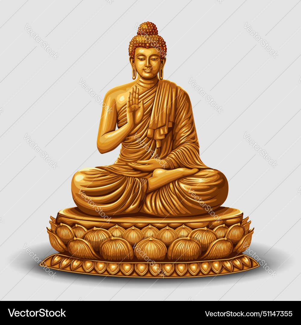 Budha 1golden buddha statue abstract white Vector Image