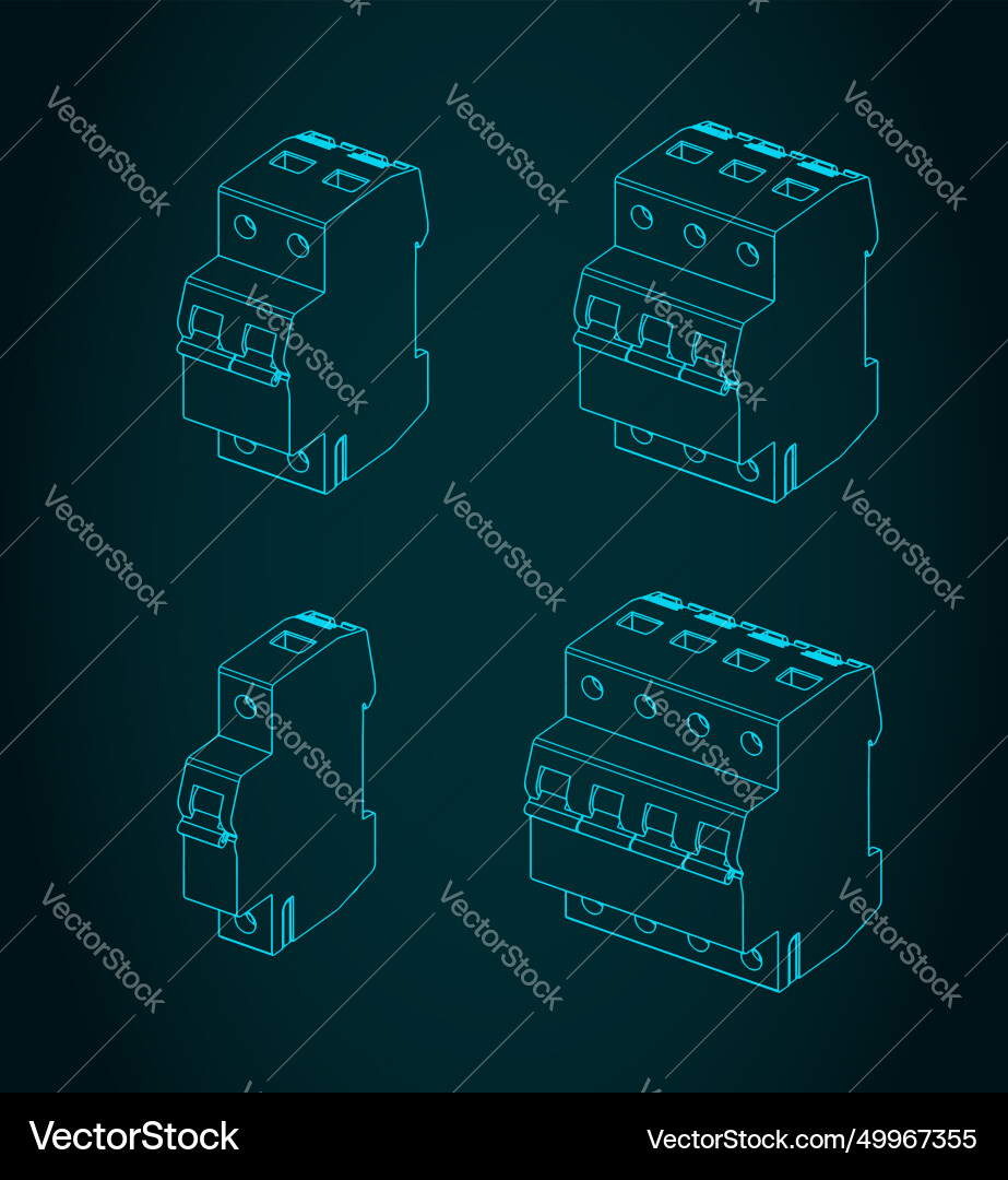 Circuit breakers blueprints Royalty Free Vector Image