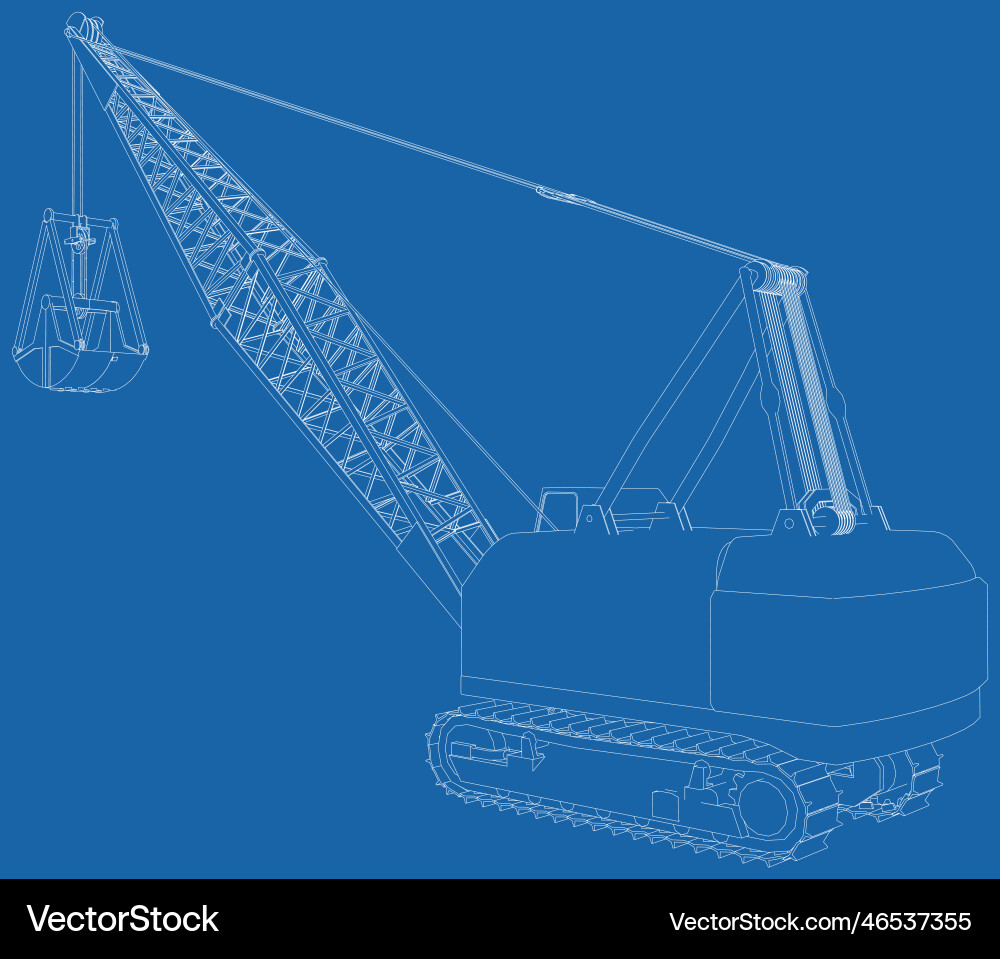 Dragline for used coal mining bucket is massive Vector Image