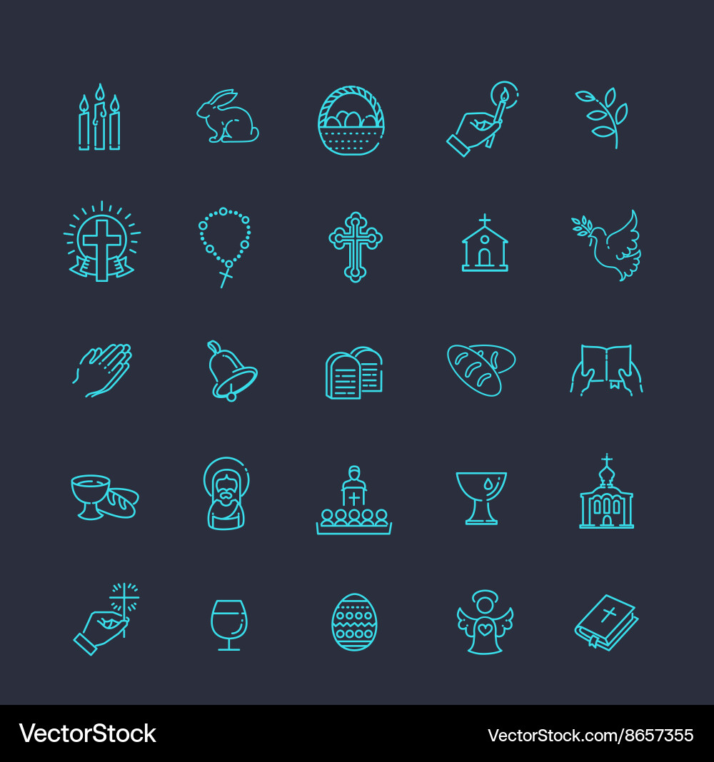 Easter icons set christianity icon Royalty Free Vector Image