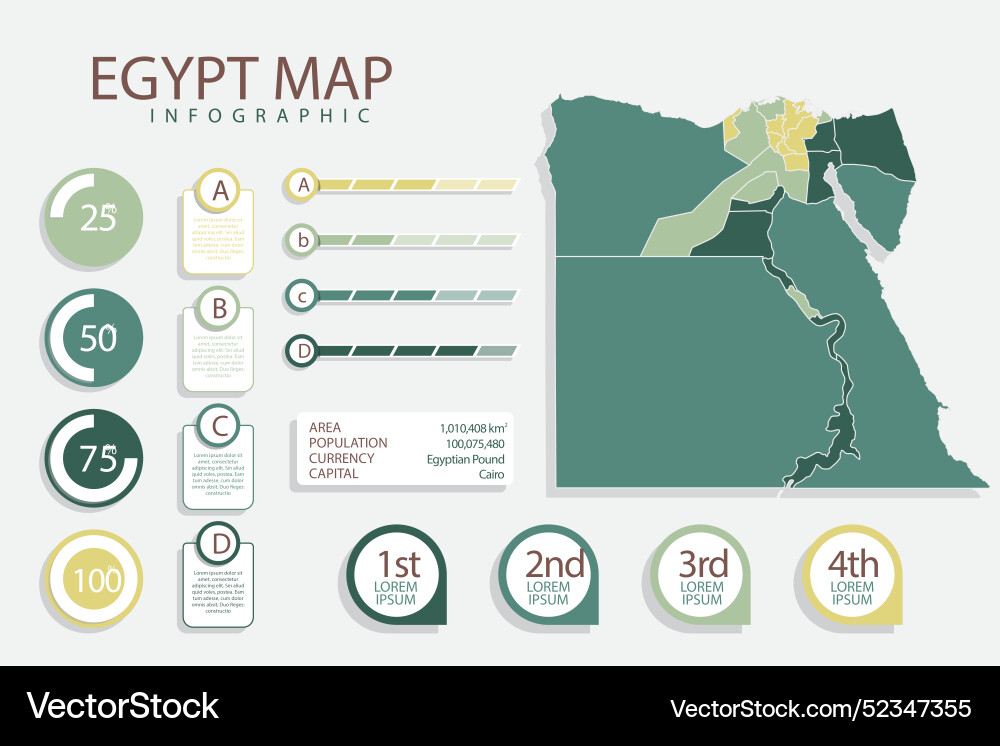 Flat egypt map infographic Royalty Free Vector Image