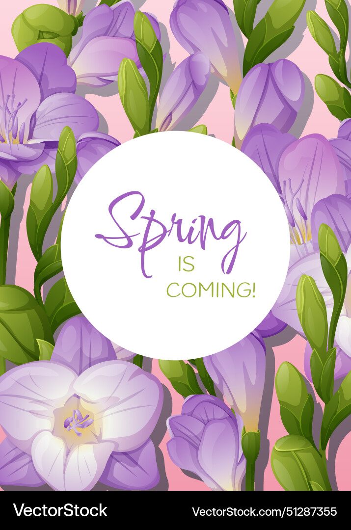 Greeting card template with spring flowers banner Vector Image