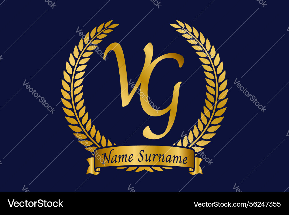 Initial letter v and g vg monogram logo design Vector Image