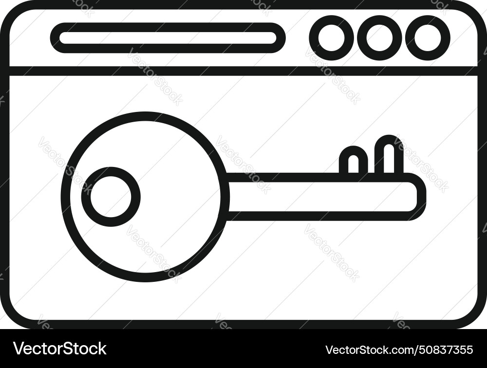 Key pass access icon outline computer Royalty Free Vector