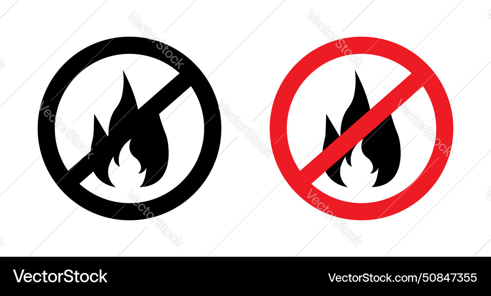 No fire sign icon set flame and burn ban symbol Vector Image