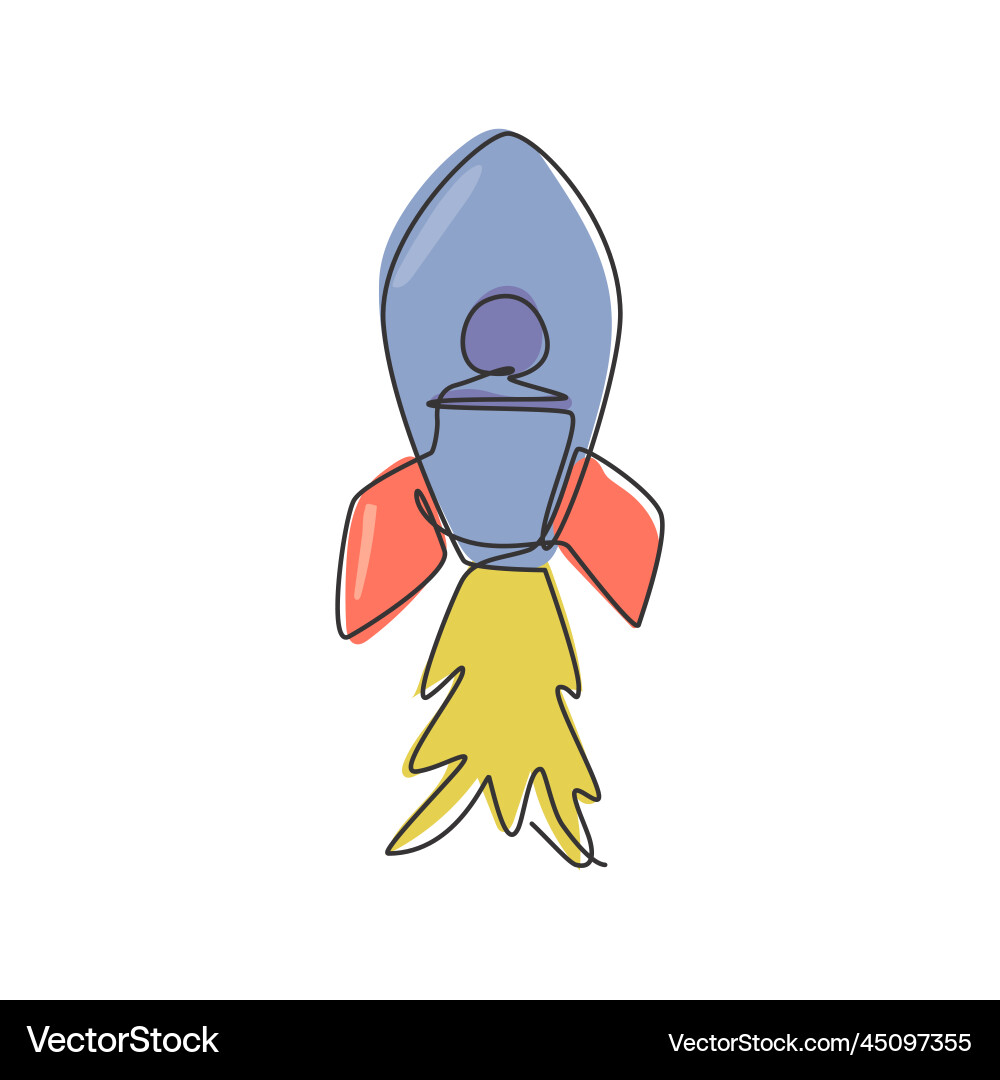 One single line drawing of rocket ship launch Vector Image