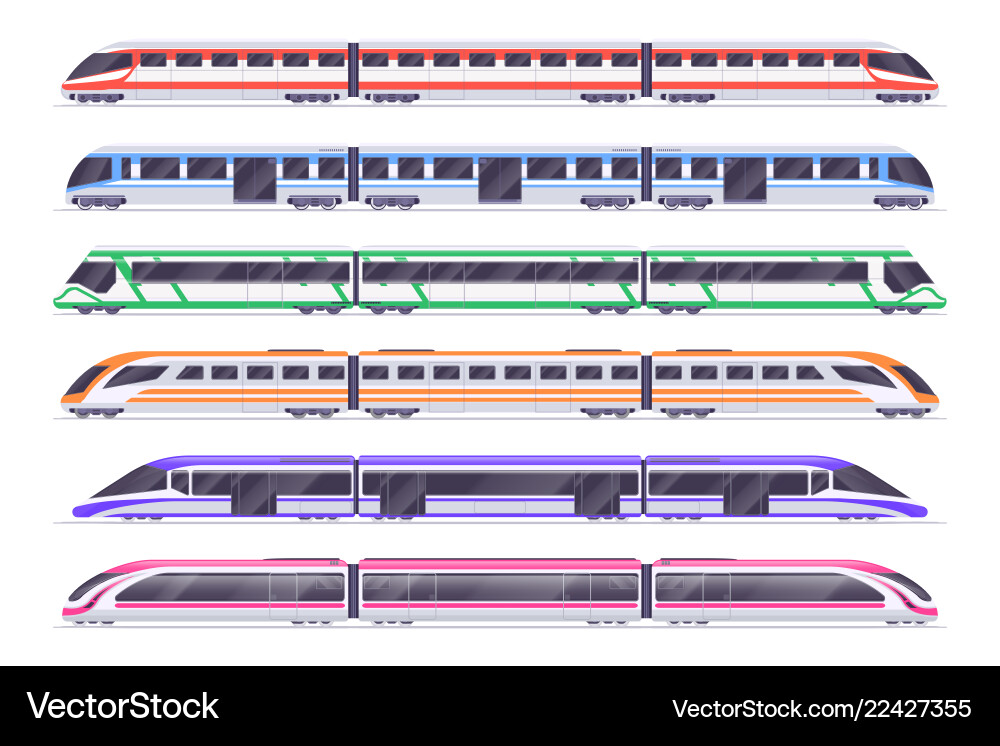 Passenger trains modern subway and railway train Vector Image