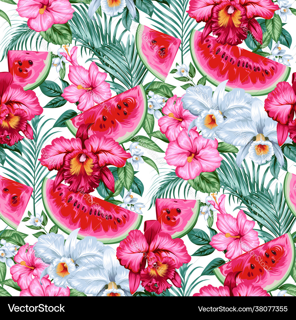 Seamless summer pattern with watermelon Royalty Free Vector