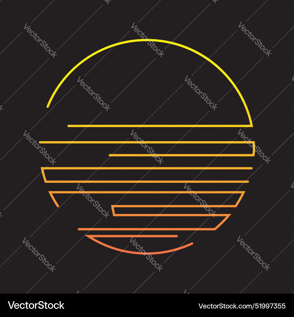 Yellow striped geometric sun Royalty Free Vector Image