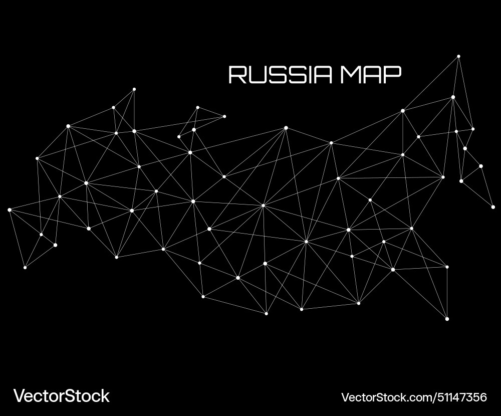 Abstract russia map of line and point geometric Vector Image