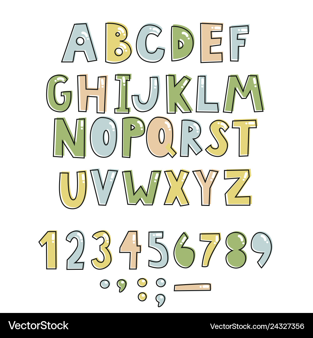 Charming Childish Handwriting Font Royalty Free Vector Image