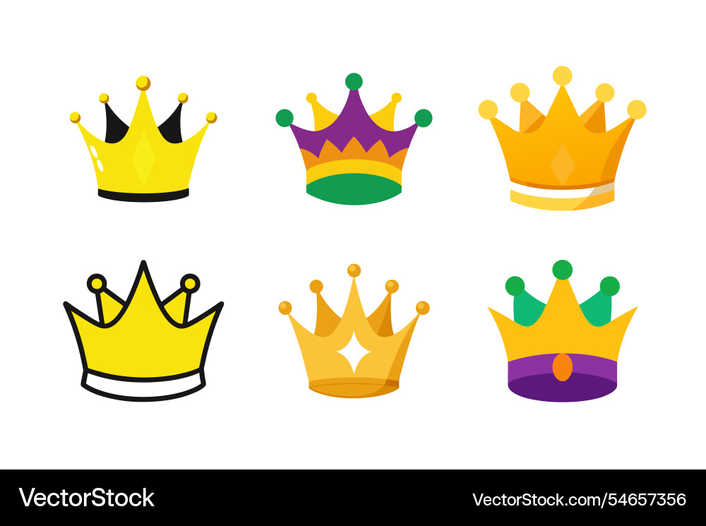 Crown cartoon set - royal Royalty Free Vector Image