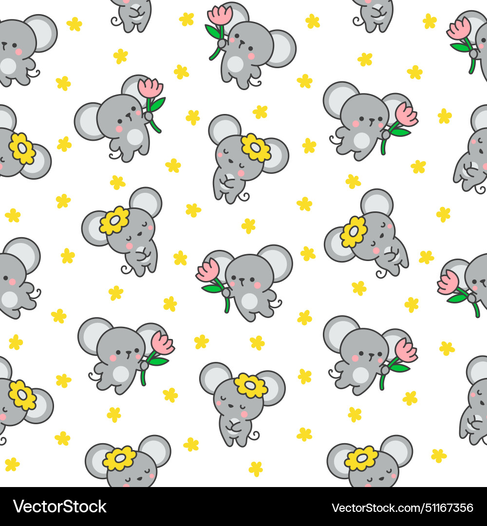 Cute kawaii mouse seamless pattern Royalty Free Vector Image