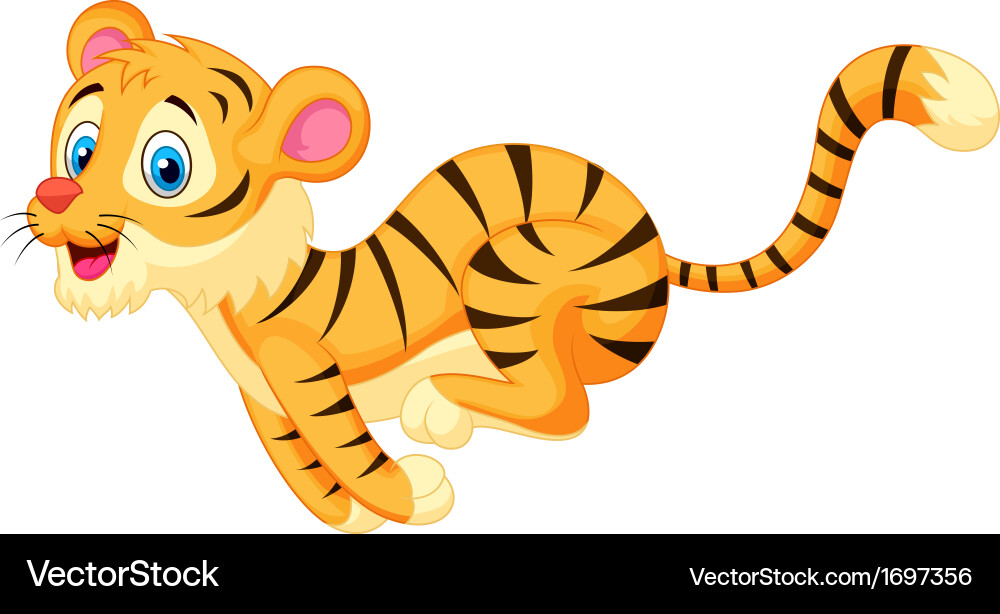 Cute tiger cartoon running Royalty Free Vector Image