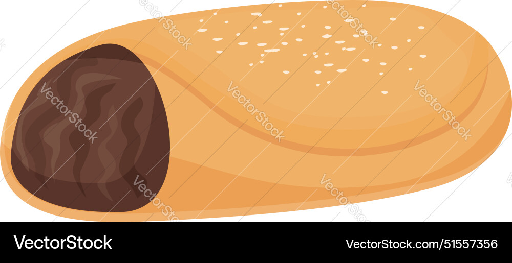 Delicious chocolate filled pastry roll lying Vector Image