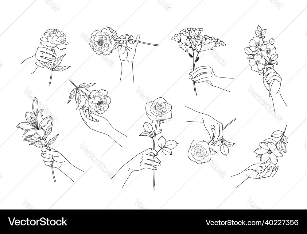 Elegant Floral Hands Royalty Free Vector Image
