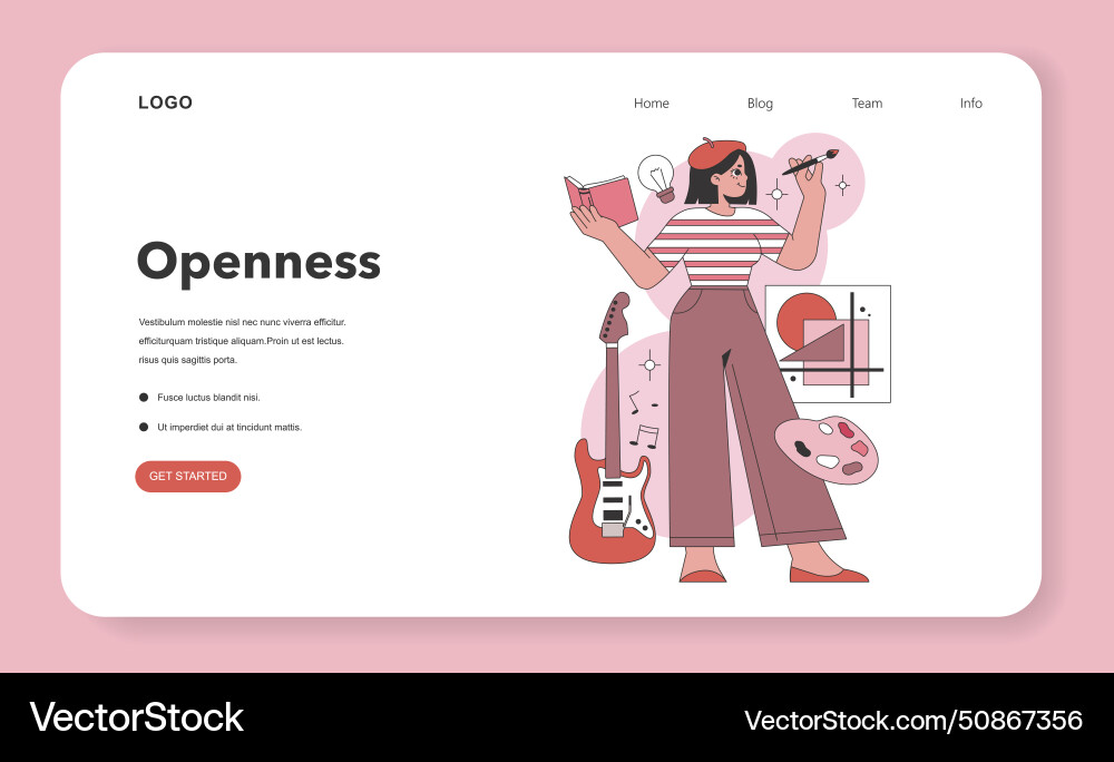 Openness trait in the big five personality flat Vector Image