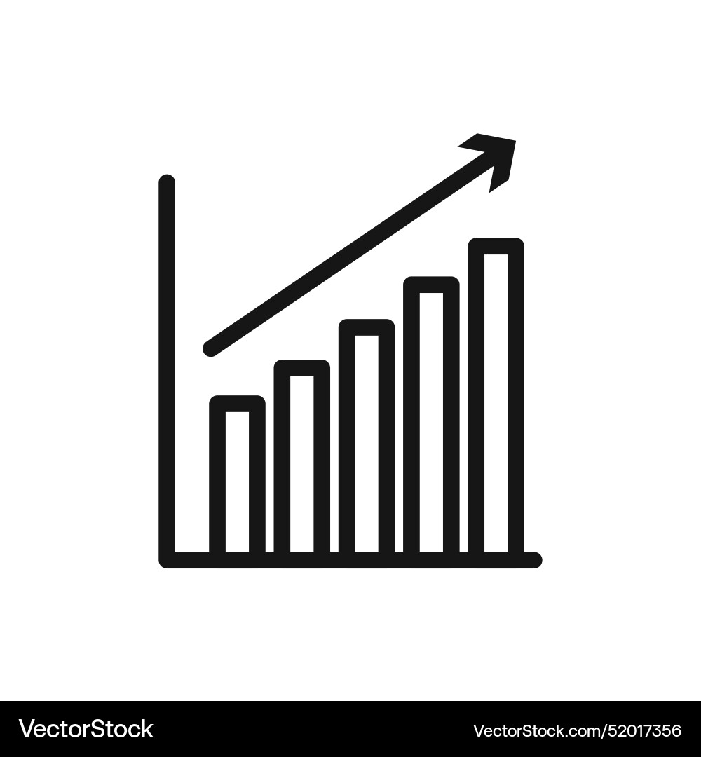 Statistic up icon black line art Royalty Free Vector Image