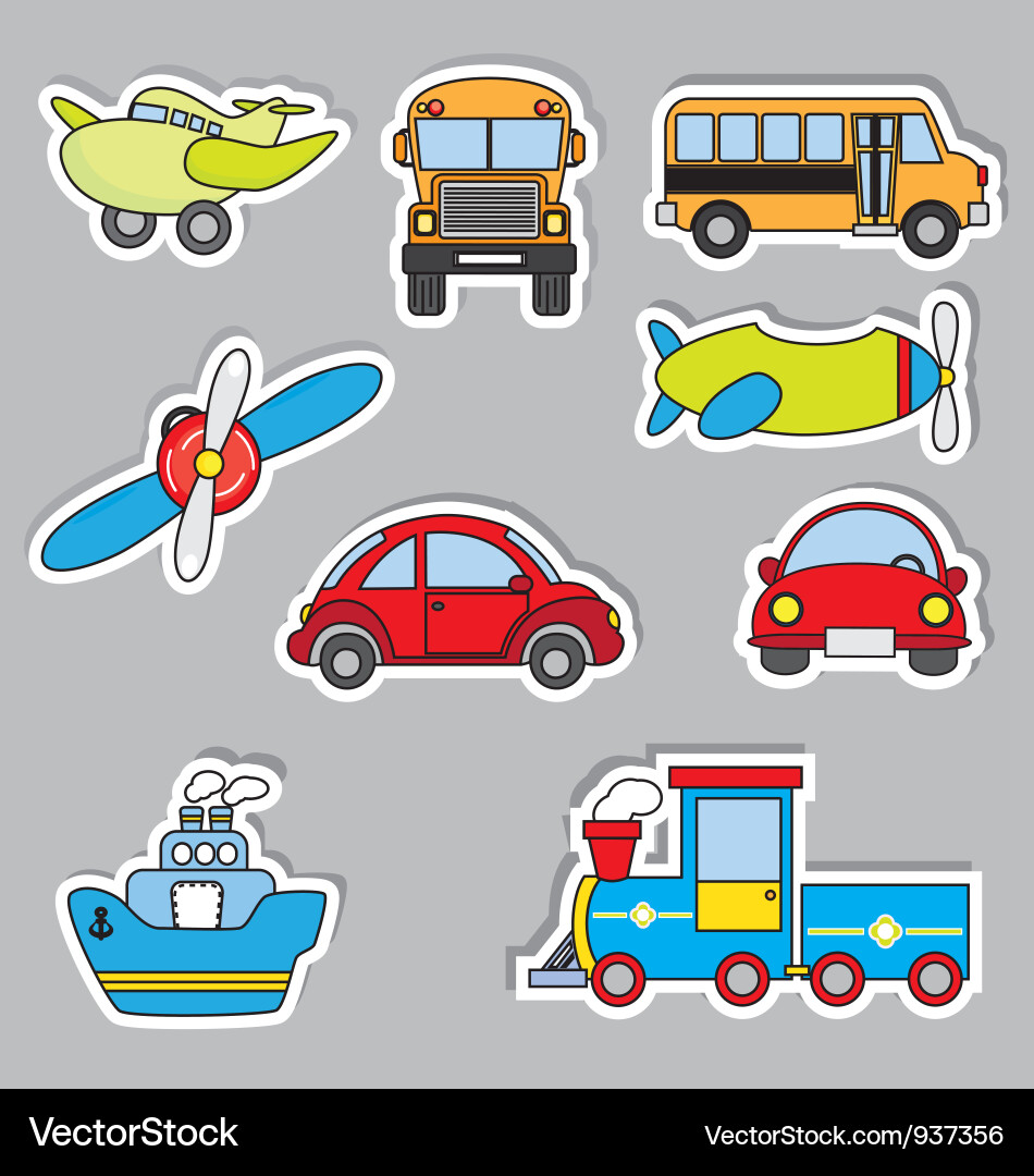 Transportation Sticker Collection Royalty Free Vector Image